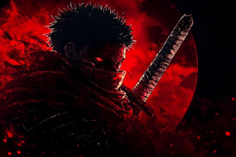 Guts Berserk Red Moon Depth Parallax Wallpaper - MyLiveWallpapers.com