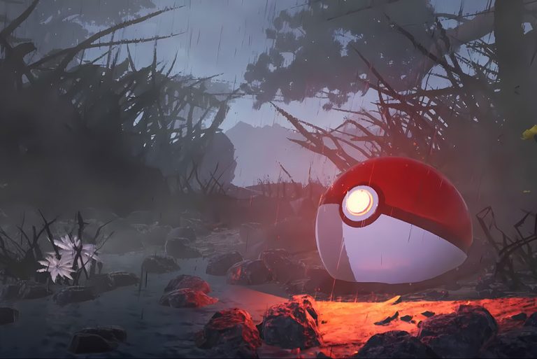 Pokeball in the Rain Depth Parallax Wallpaper - MyLiveWallpapers.com