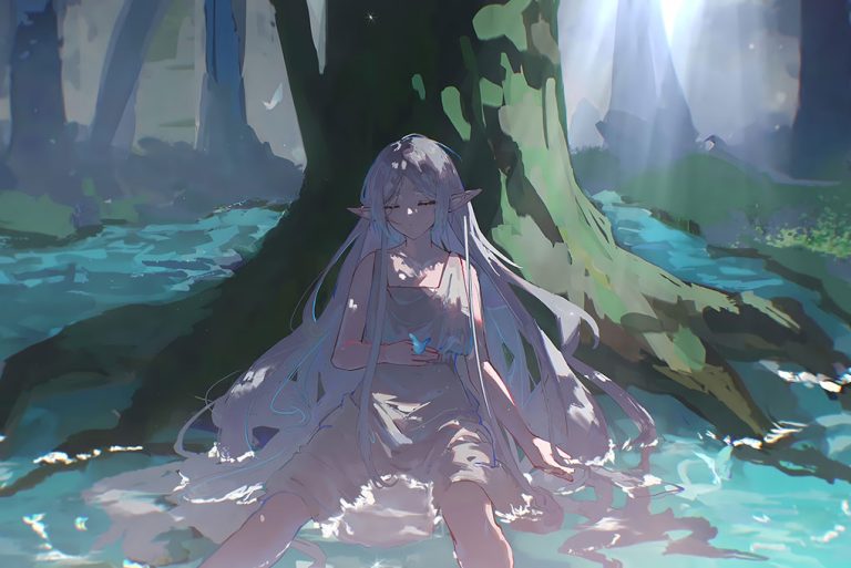 Sleeping Frieren Depth Parallax Wallpaper - MyLiveWallpapers.com