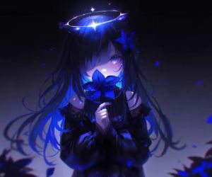 Blue Flowers Anime Girl Live Wallpaper - MyLiveWallpapers.com