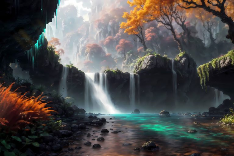 Pristine Waterfalls Depth Parallax Wallpaper - MyLiveWallpapers.com